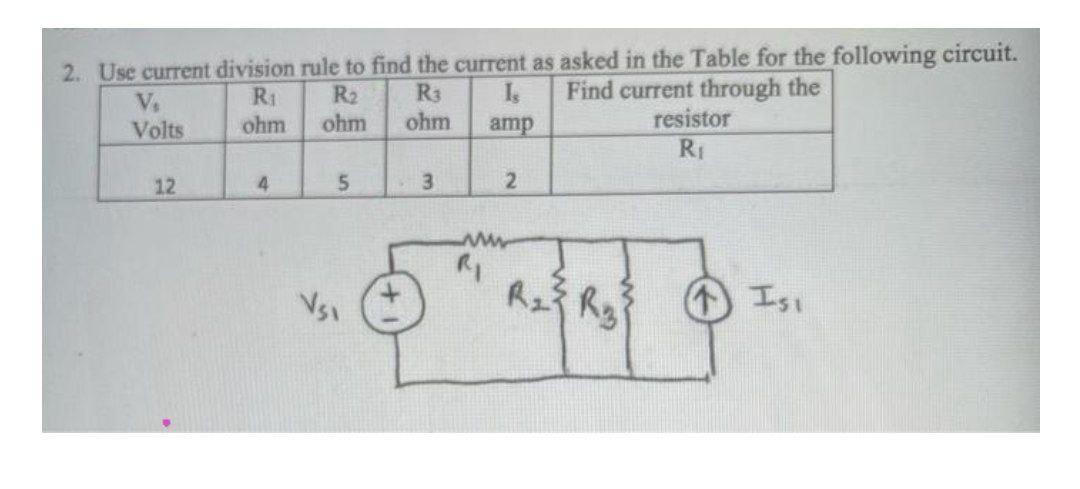 Solved 2. Use current division rule to find the current as | Chegg.com