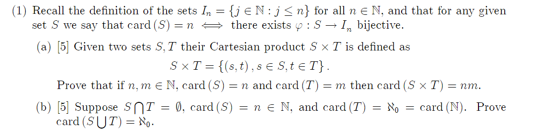 Solved = =n (1) Recall the definition of the sets In = {j | Chegg.com