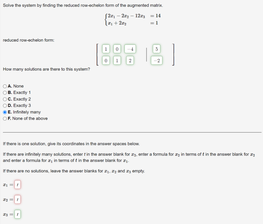 Solved Solve the system by finding the reduced row-echelon | Chegg.com
