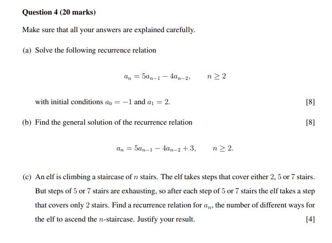 Solved Question 4 (20 marks) Make sure that all your answers | Chegg.com