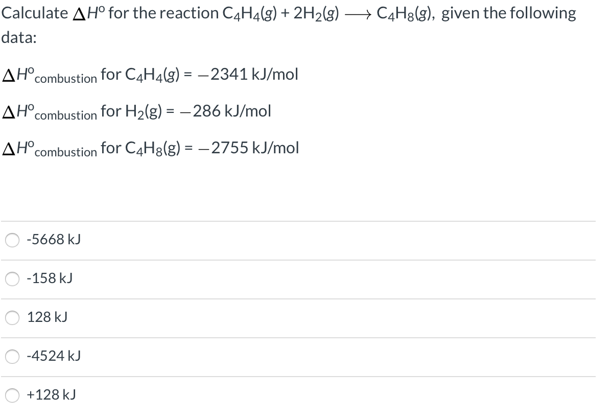 Solved + C4H3(g), given the following Calculate A Hº for the | Chegg.com