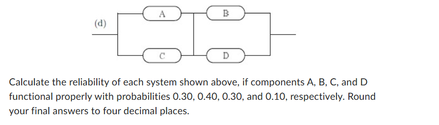 Solved Calculate the reliability of each system shown above, | Chegg.com