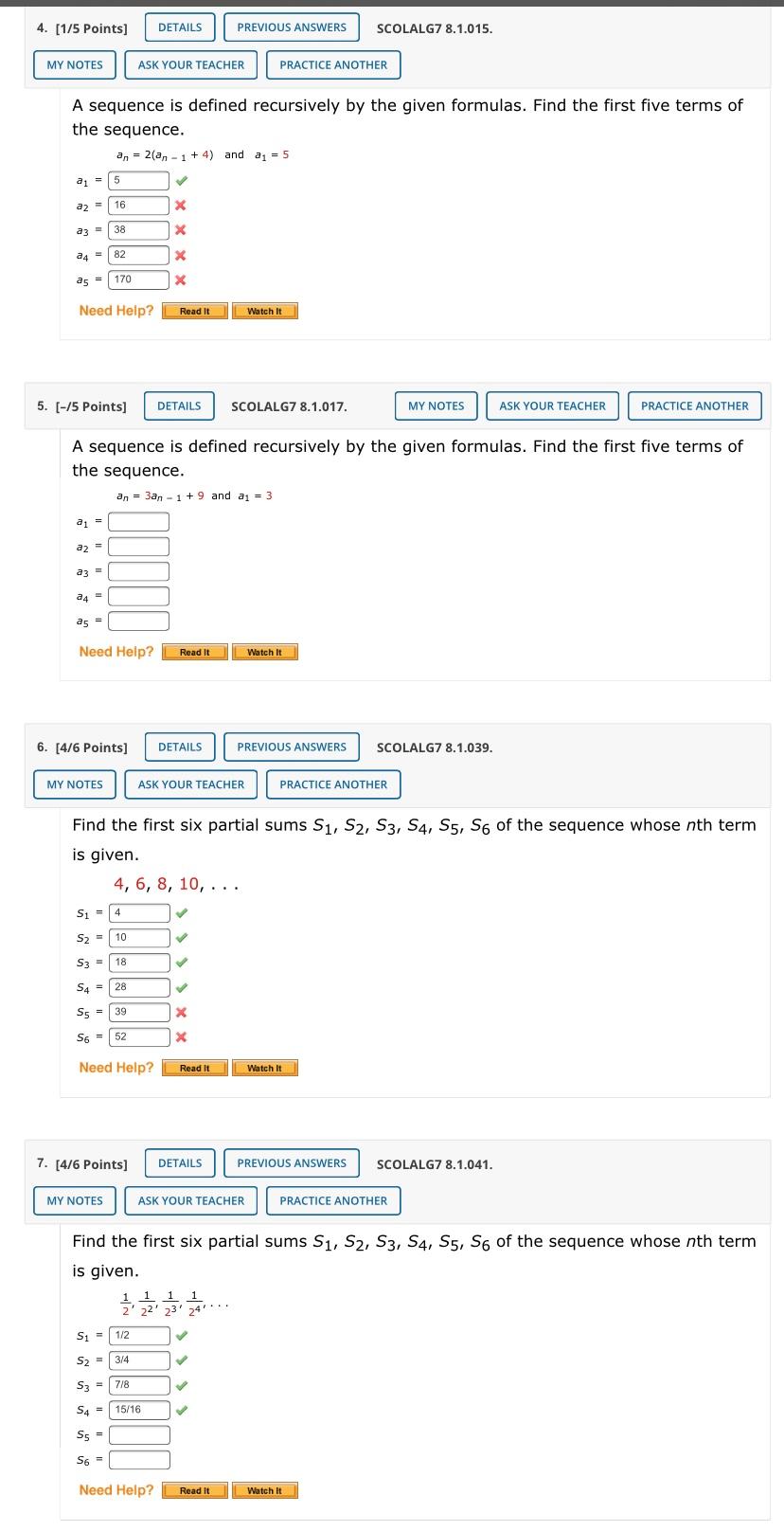 Solved 4. [1/5 Points] DETAILS PREVIOUS ANSWERS SCOLALG7 | Chegg.com