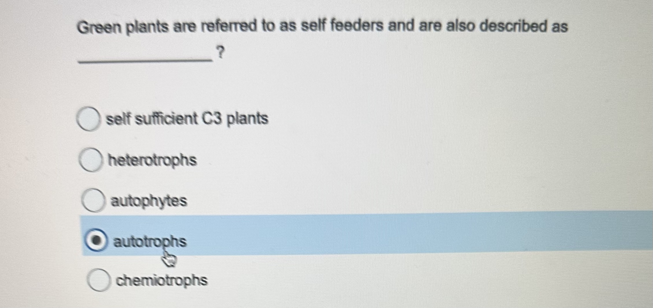 Solved During photosynthesis, which molecule is reduced? | Chegg.com