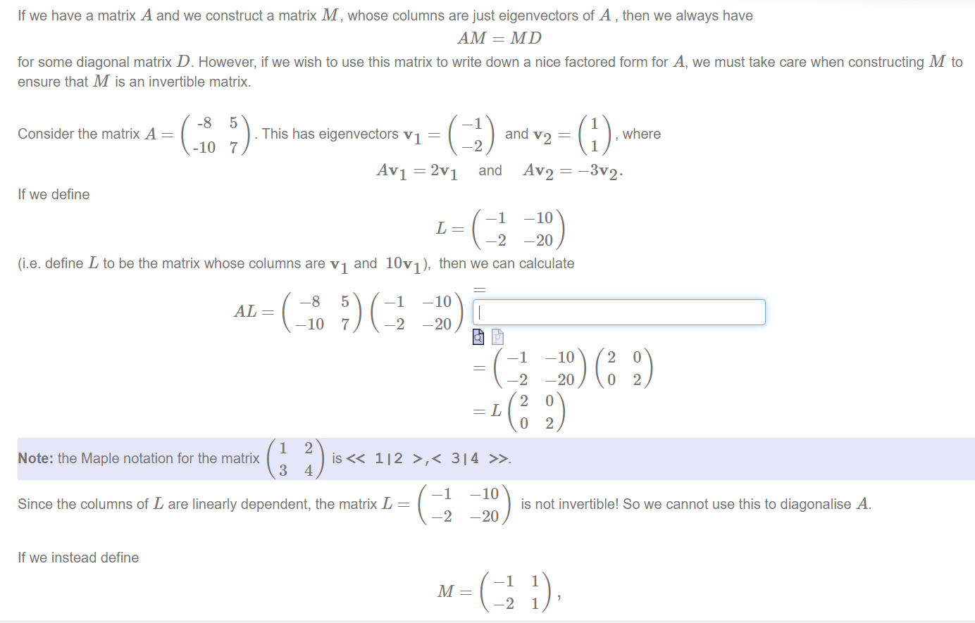Solved If we have a matrix A and we construct a matrix M , | Chegg.com