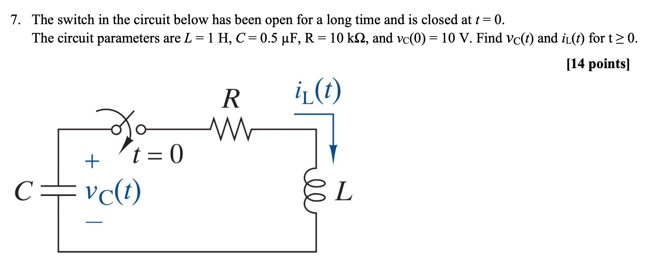 Solved 7. The switch in the circuit below has been open for | Chegg.com