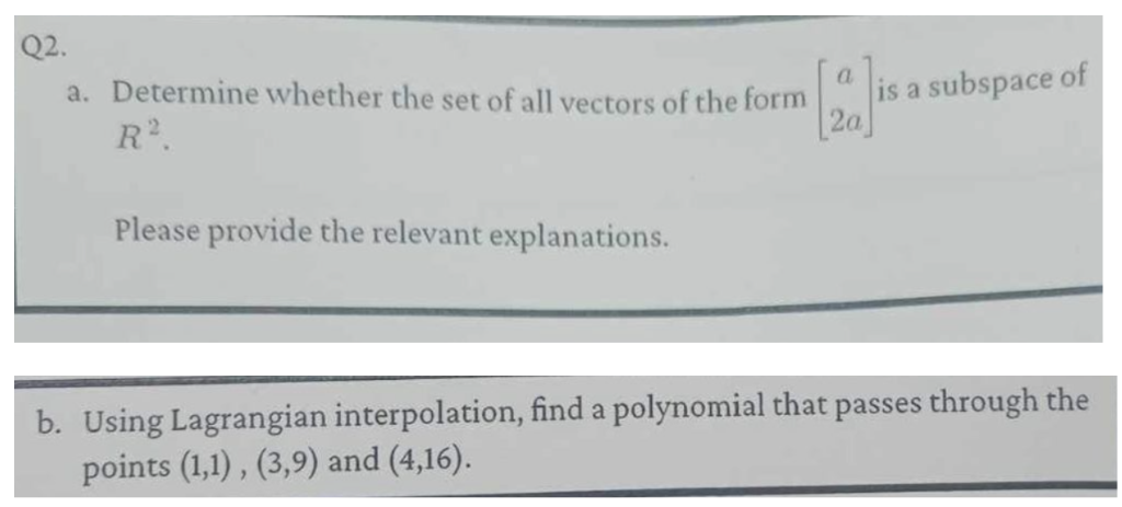 Solved Q2.a. ﻿Determine whether the set of all vectors of | Chegg.com