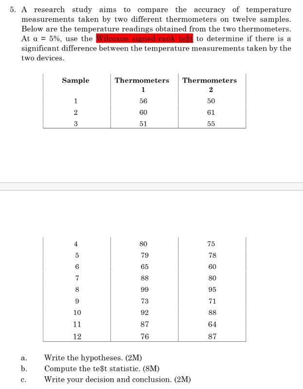 Solved 5. A research study aims to compare the accuracy of | Chegg.com