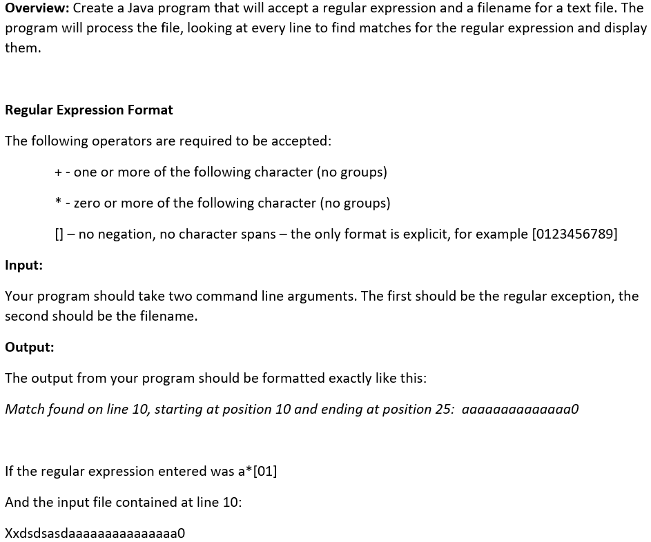 Overview: Create a Java program that will accept a | Chegg.com