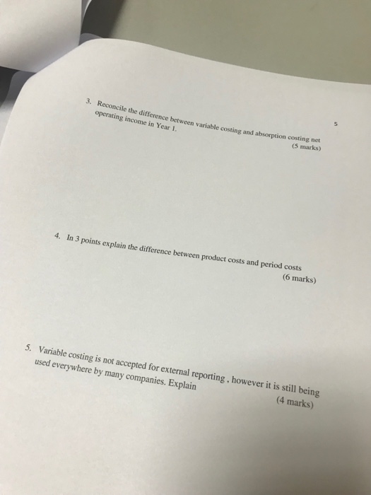 Solved 3. Reconcile the difference between variable costing | Chegg.com