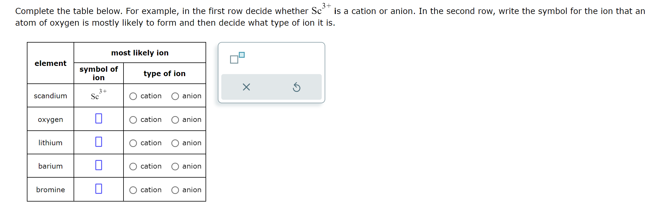 Solved Complete the table below. For example, in the first | Chegg.com