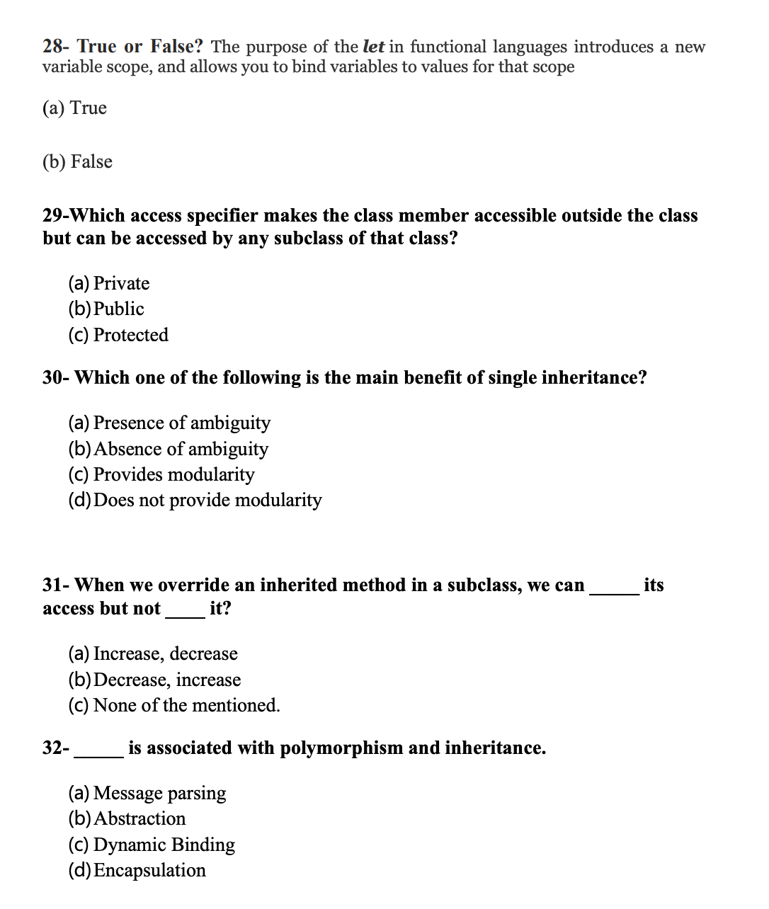 Solved 28- ﻿True or False? The purpose of the let in | Chegg.com