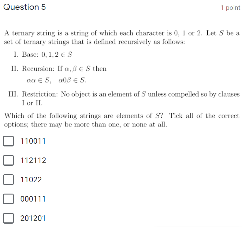 Solved Question 5 1 Point A Ternary String Is A String Of