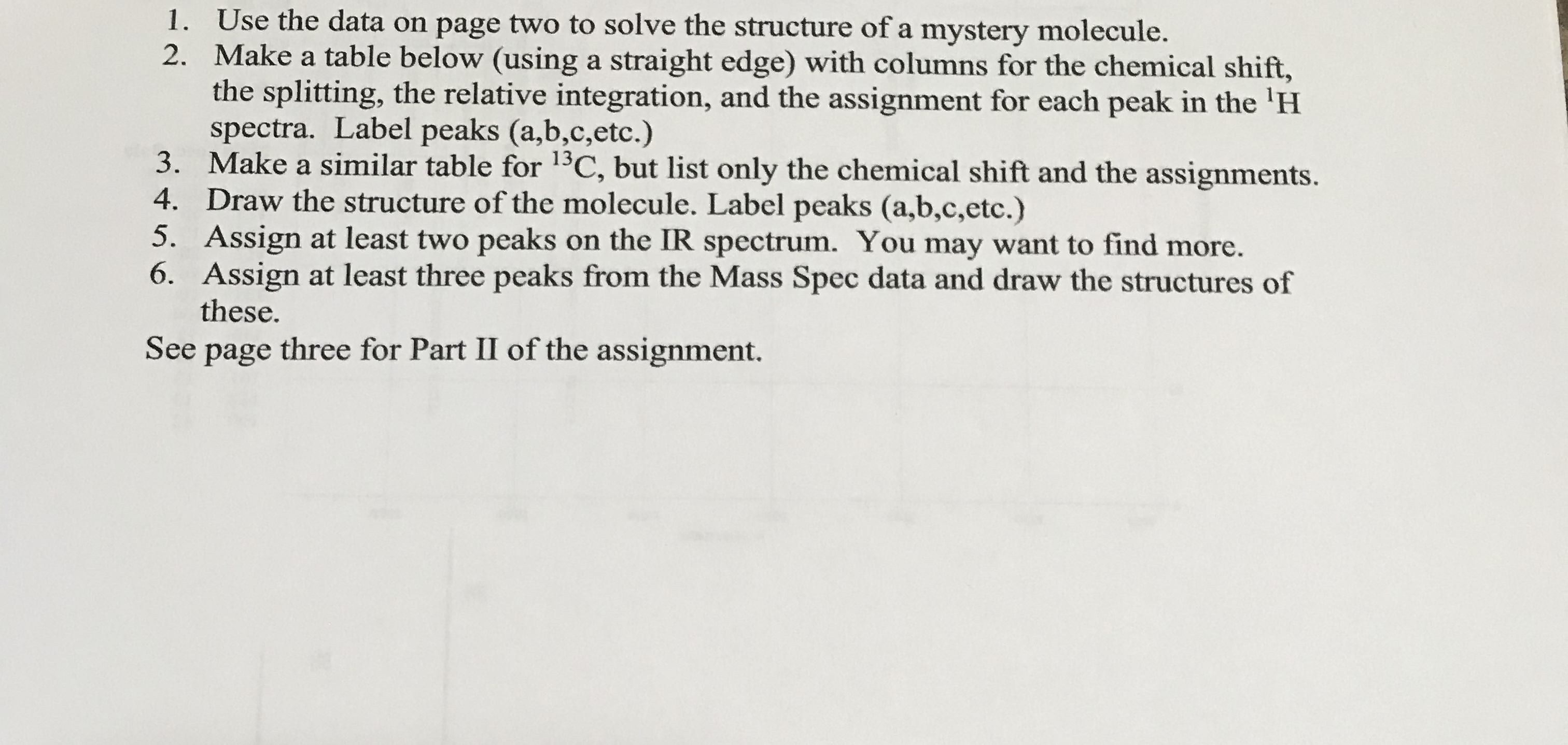 Solved 1. Use the data on page two to solve the structure of | Chegg.com