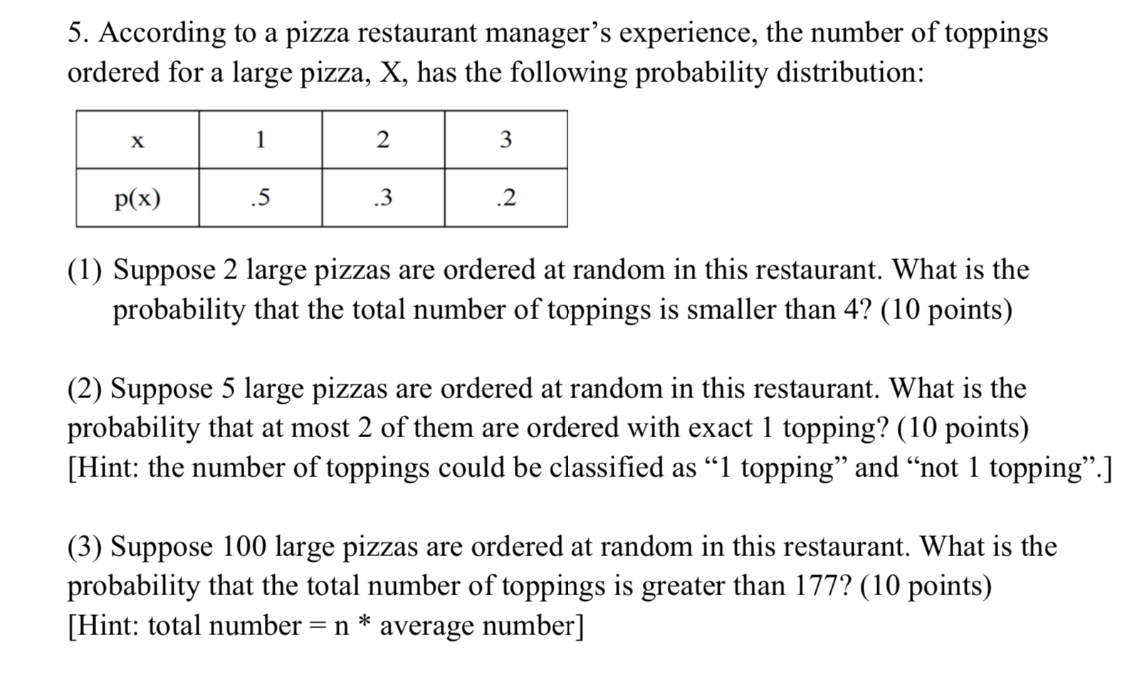 Solved 5. According to a pizza restaurant manager's | Chegg.com