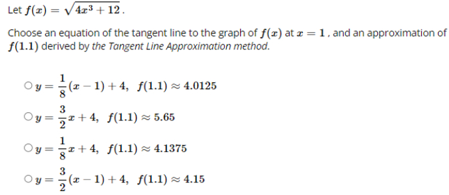 Solved Let f(x)=4x3+122.Choose an equation of the tangent | Chegg.com
