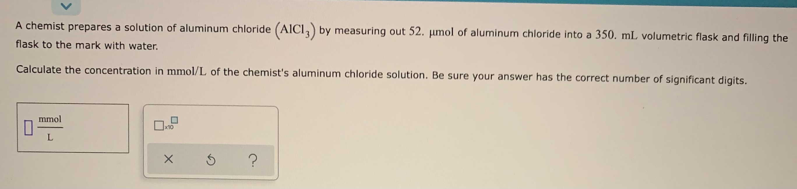 Solved A chemist prepares a solution of aluminum chloride | Chegg.com