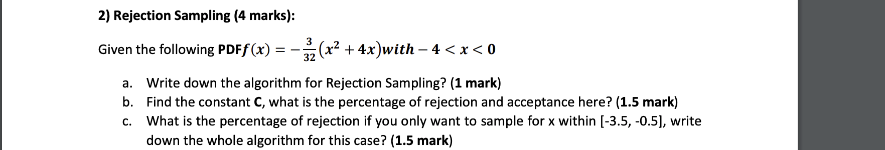 2) Rejection Sampling (4 marks): 3 Given the | Chegg.com