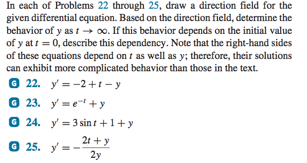 Solved In each of Problems 22 through 25, draw a direction | Chegg.com