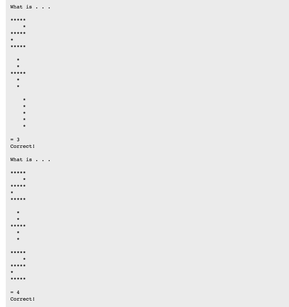 Solved 4 codes: 1. def horizontal_line(width): for i in | Chegg.com