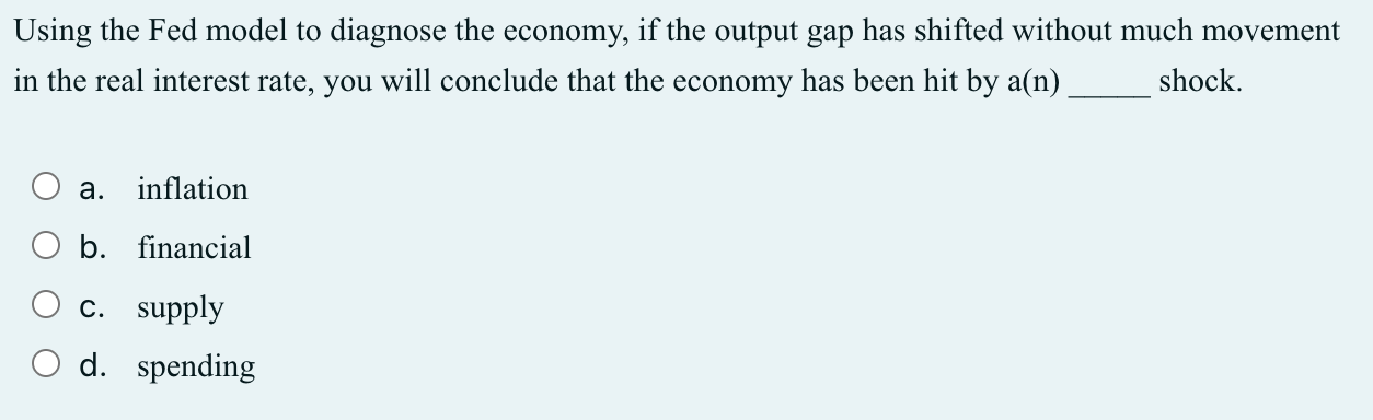 Solved Using the Fed model to diagnose the economy, if the | Chegg.com