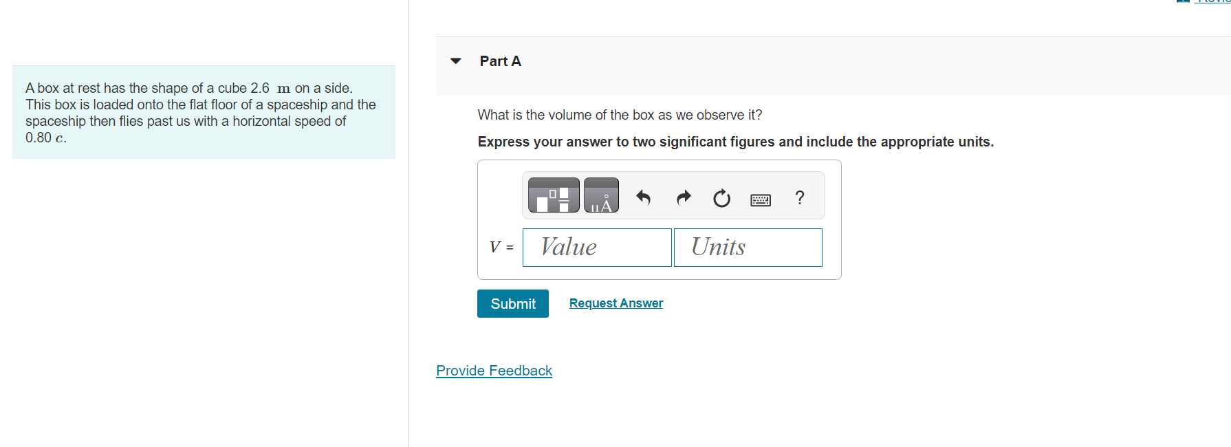 Solved A box at rest has the shape of a cube 2.6 m on a | Chegg.com