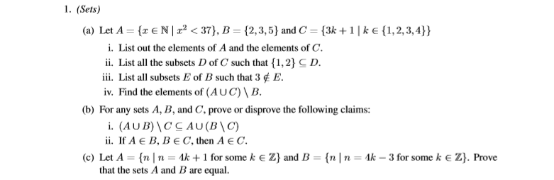 Solved 1. (Sets) (a) Let A={EN