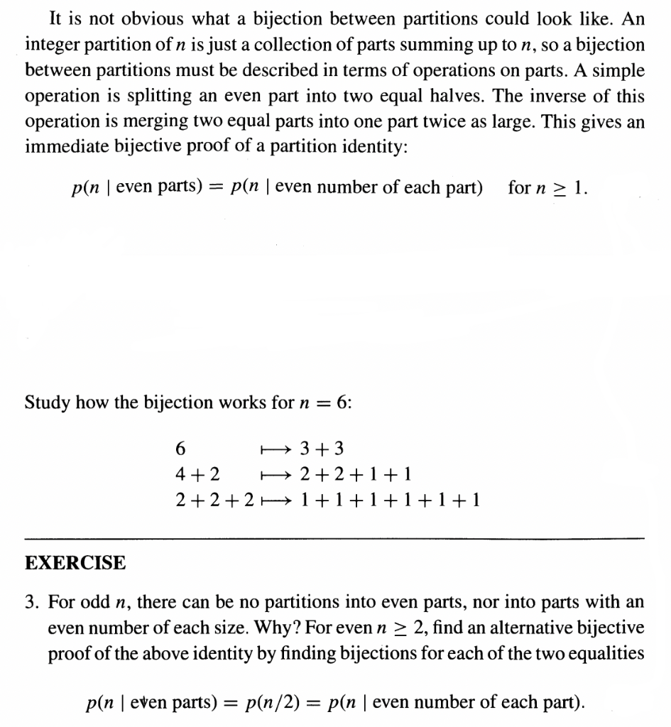 Solved It is not obvious what a bijection between partitions | Chegg.com