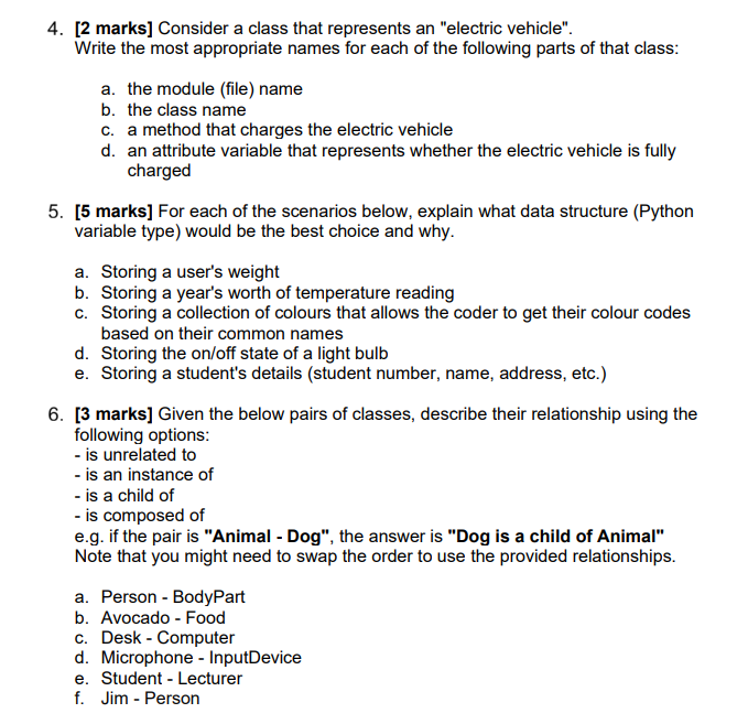 Solved 4. [2 marks] Consider a class that represents an | Chegg.com