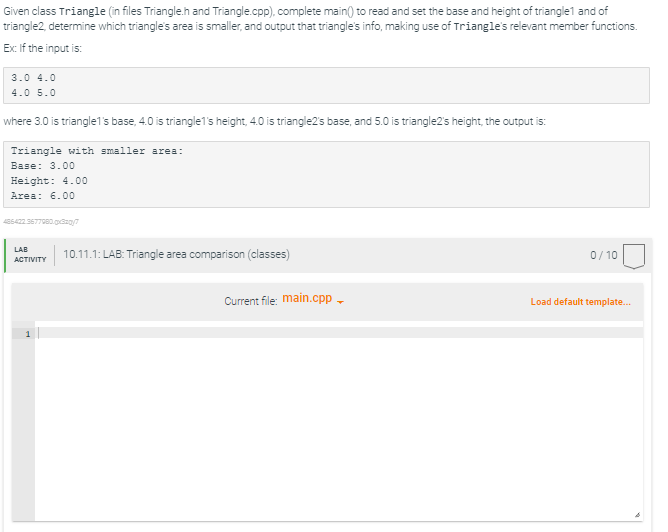 Solved Given class Triangle (in files Triangle.h and | Chegg.com Solved Given class Triangle (in files Triangle.h and | Chegg.com