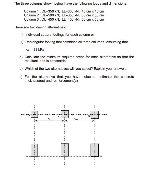 Solved The three columns shown below have the following | Chegg.com
