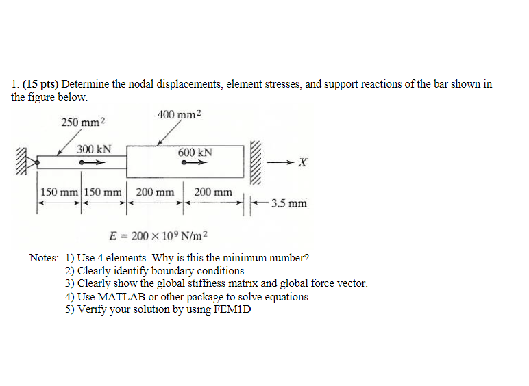 Solved 1. (15 pts) Determine the nodal displacements, | Chegg.com Solved 1. (15 pts) Determine the nodal displacements, | Chegg.com