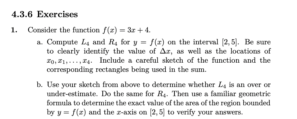 Solved 3.6 Exercises Consider the function f(x)=3x+4. a. | Chegg.com