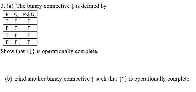 Solved 3. (a) The binary connective is defined by P O P Q | Chegg.com