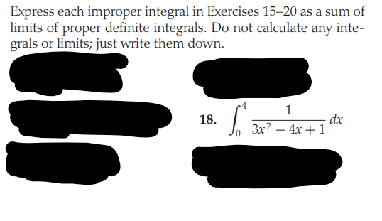 Solved Express each improper integral in Exercises 15–20 as | Chegg.com