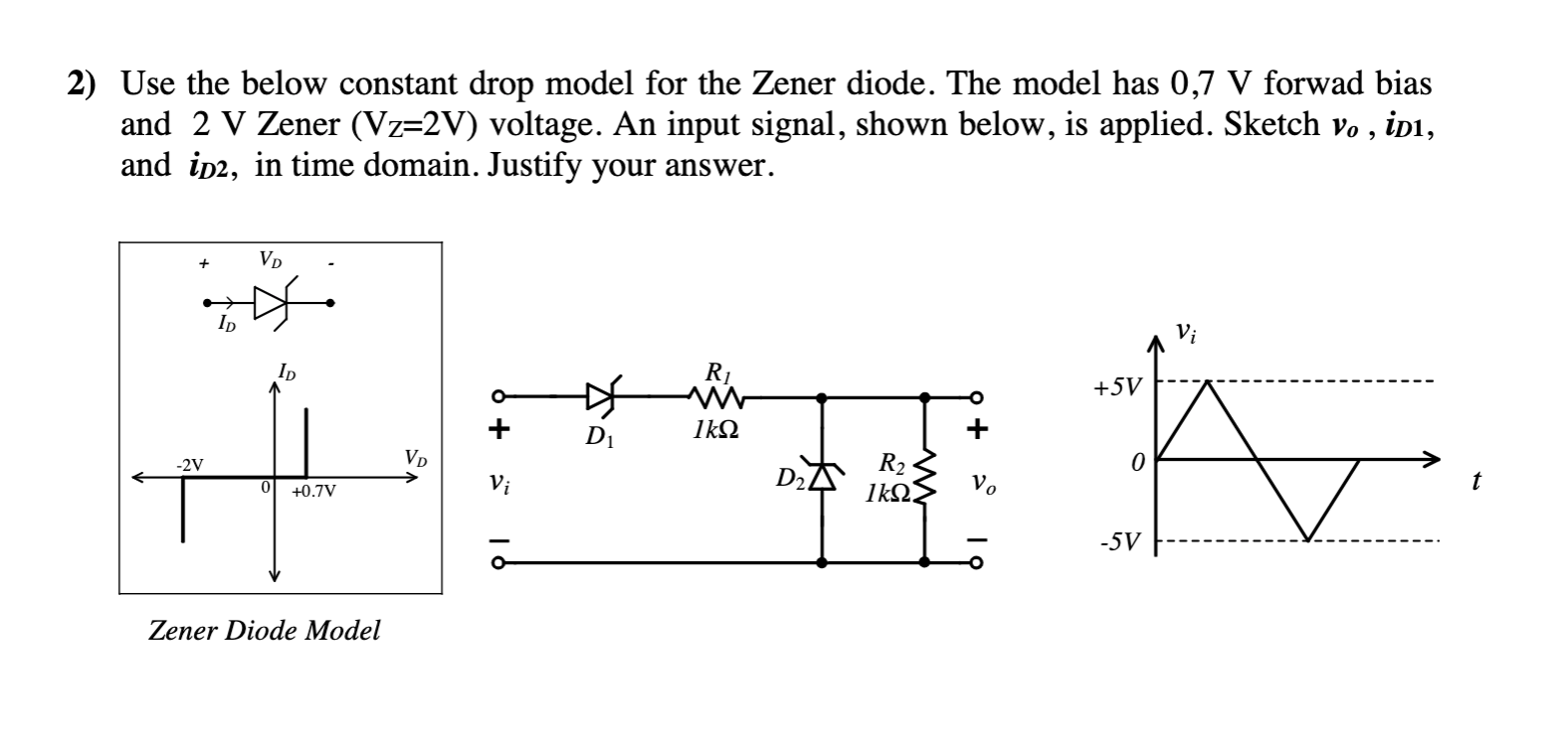 Solved 2) Use the below constant drop model for the Zener | Chegg.com