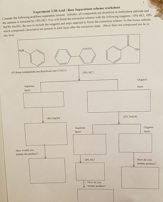 Solved Experiment 3.5B Acid / Base Separations scheme | Chegg.com
