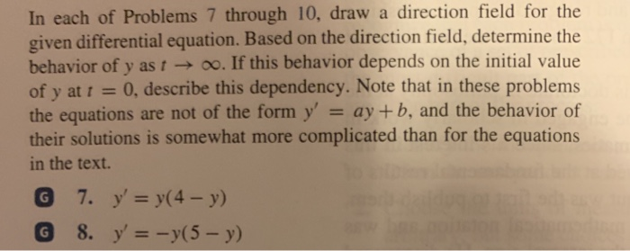 Solved In each of Problems 7 through 10, draw a direction | Chegg.com