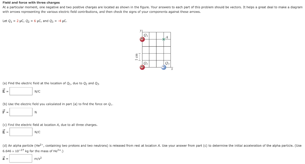 Solved Field and force with three charges At a particular | Chegg.com