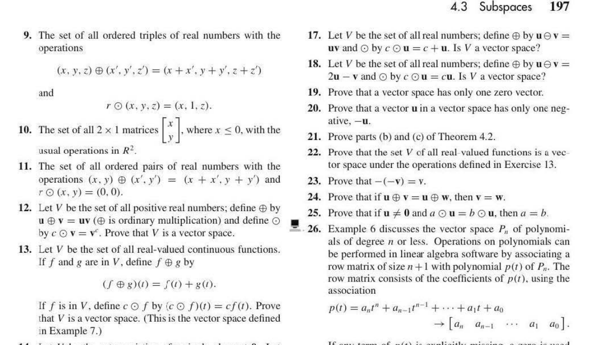 Solved 4.3 Subspaces 197 9. The set of all ordered triples | Chegg.com