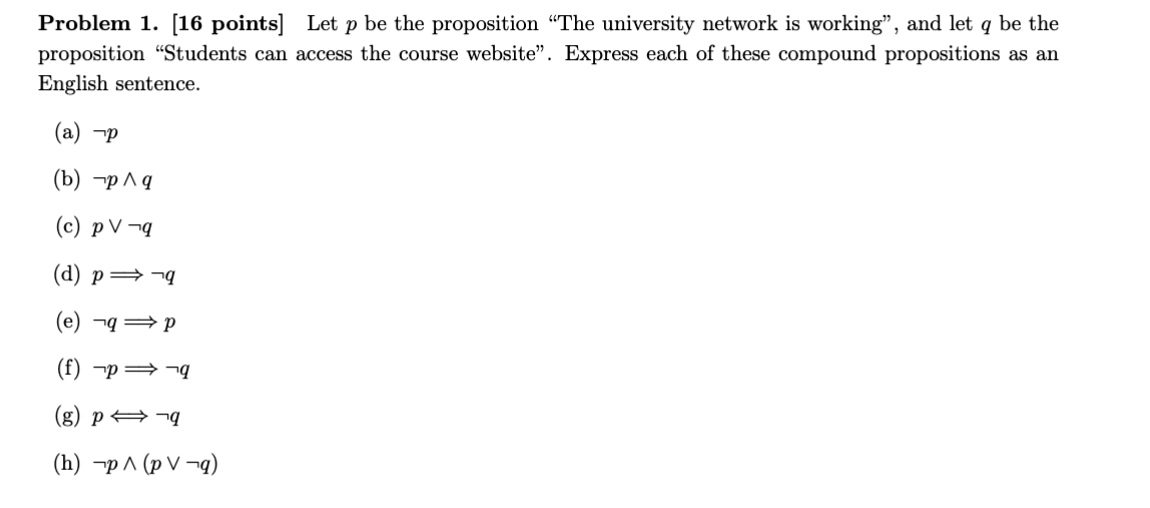 Solved Problem 1. [16 ﻿points] ﻿Let p ﻿be the proposition | Chegg.com