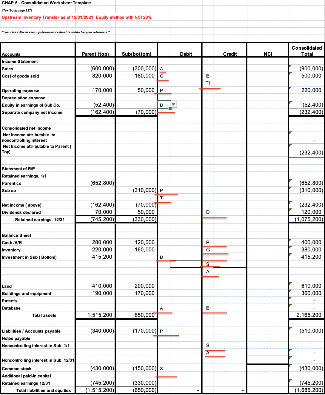 CHAP 5 - Consolidation Worksheet Template (Textbook | Chegg.com