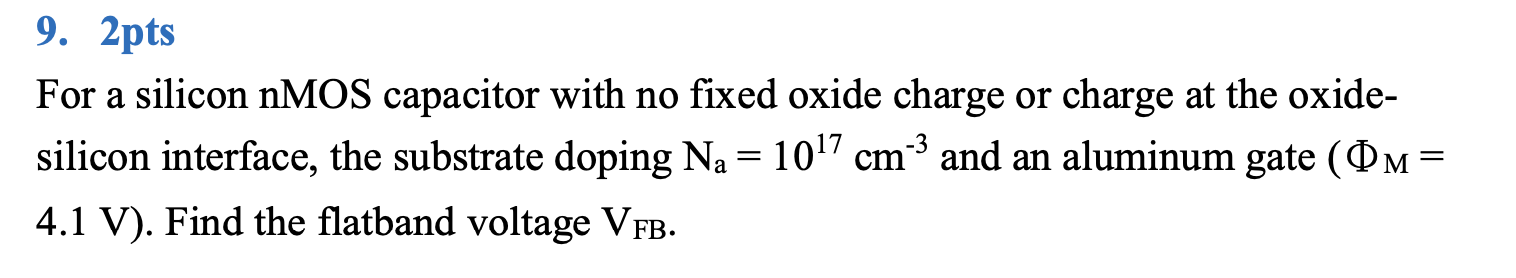 Solved 2ptsFor a silicon nMOS capacitor with no ﻿fixed oxide | Chegg.com