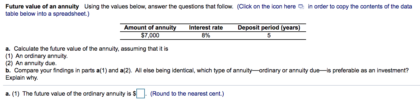Solved Future value of an annuity Using the values below, | Chegg.com