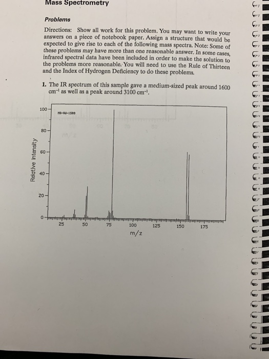 Solved Mass Spectrometry C l Problems Directions: Show all | Chegg.com