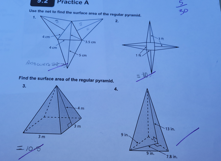 Solved Practice A Use the net to find the surface area of | Chegg.com