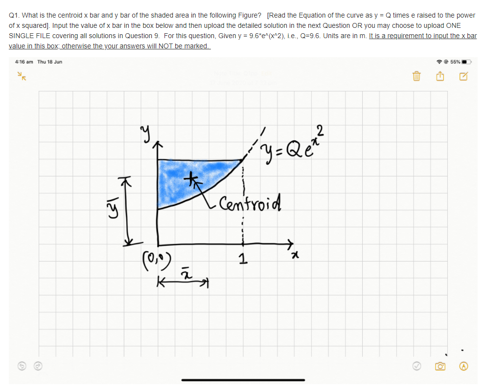 Solved Q1. What is the centroid x bar and y bar of the | Chegg.com