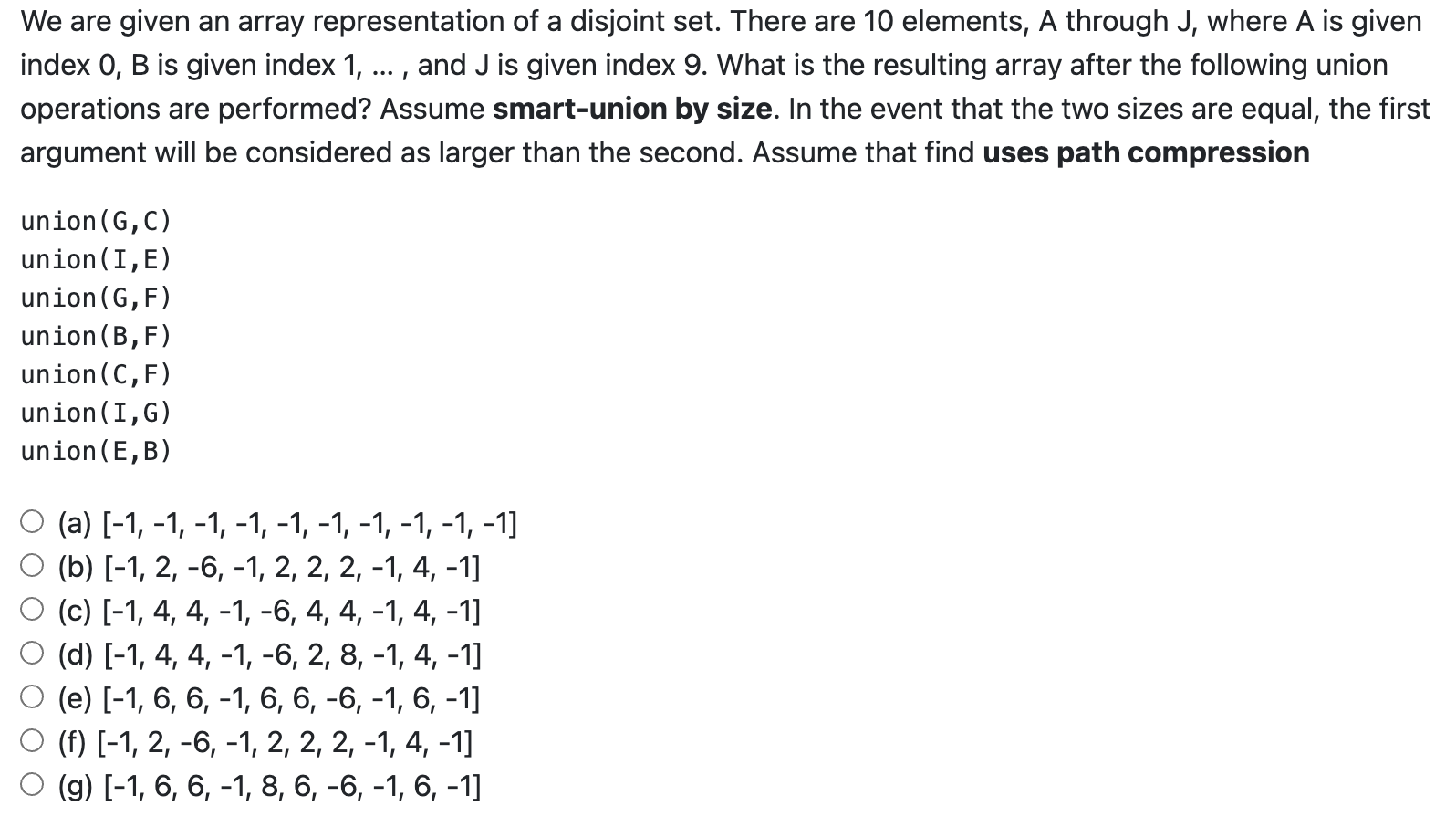 Solved We are given an array representation of a disjoint | Chegg.com