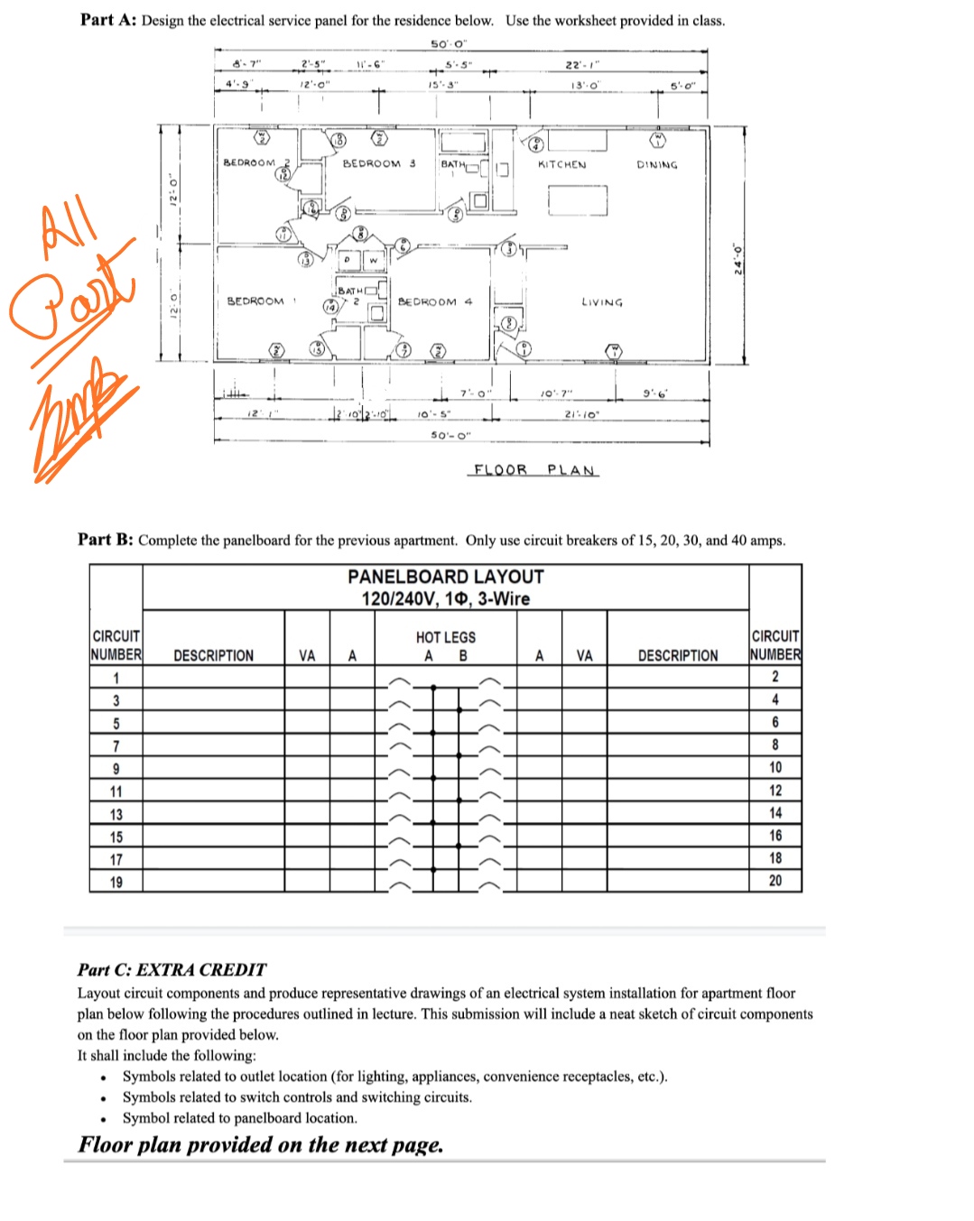 Part A: Design the electrical service panel for the | Chegg.com