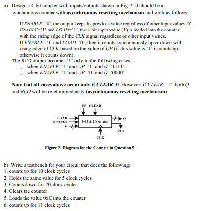 Solved a) Design a 4-bit counter with inputs/outputs shown | Chegg.com